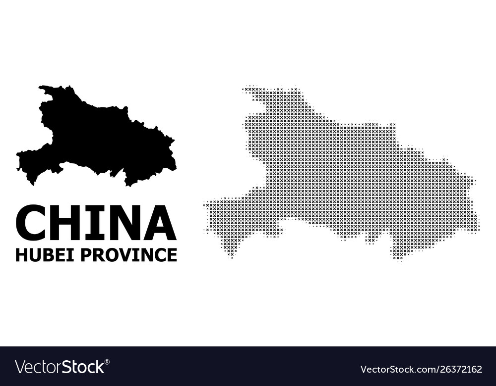 Halftone mosaic and solid map hubei Royalty Free Vector