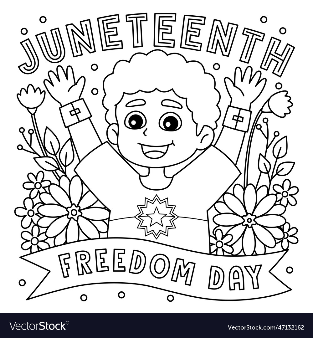 Juneteenth freedom day coloring page for kids Vector Image