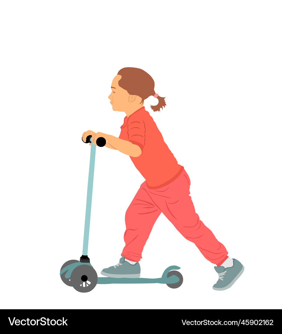 Little girl riding scooter Royalty Free Vector Image