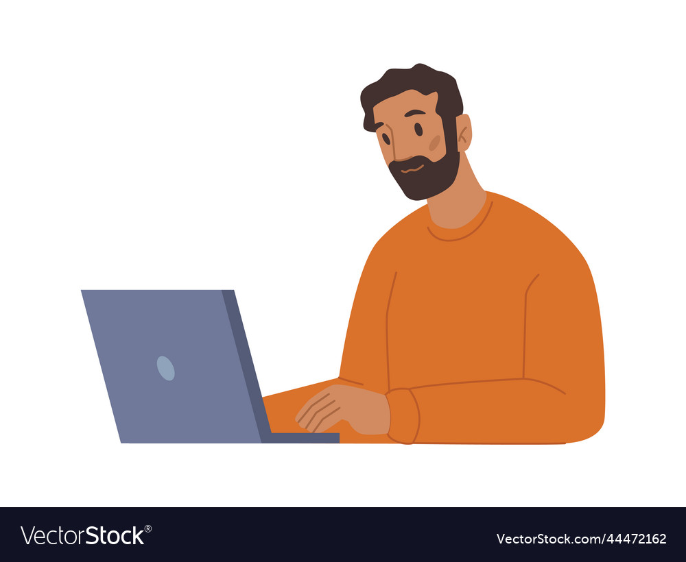 Man working on personal computer Royalty Free Vector Image