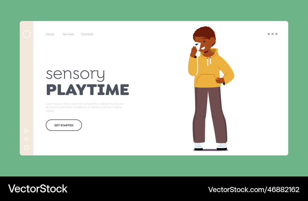 Sensory playtime landing page template little boy Vector Image