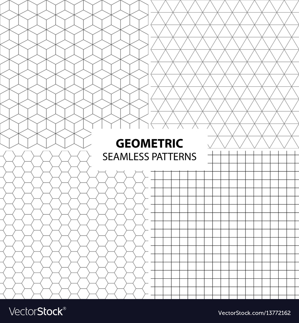 Set of simple geometric patterns - seamless Vector Image