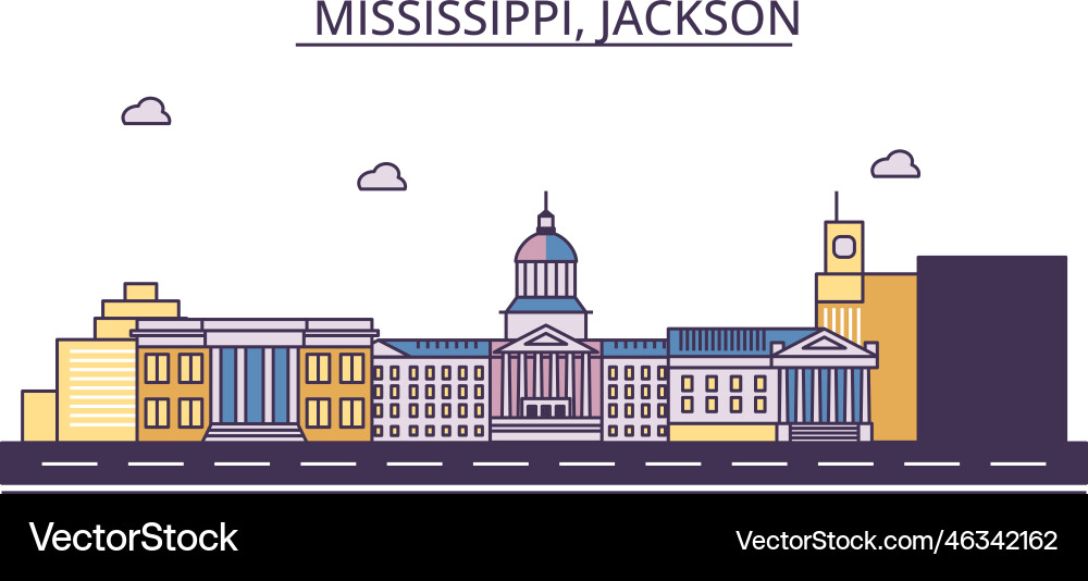 United states jackson tourism landmarks Royalty Free Vector