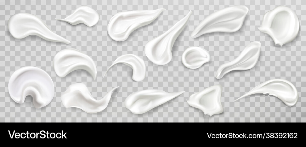 White cream smears swatch set cosmetics product Vector Image