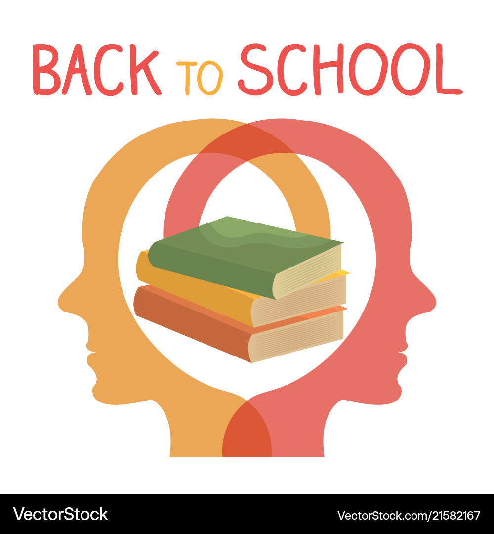 Back to school label with books and supplies Vector Image