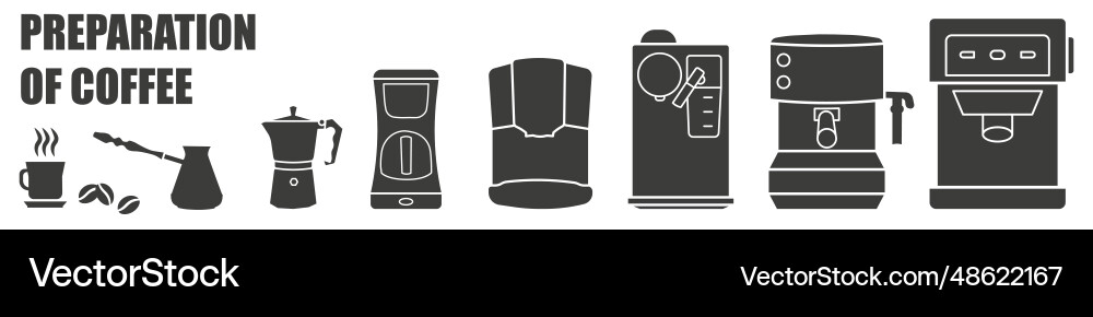 Coffee maker icons set outline set of coffee Vector Image