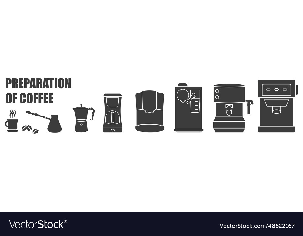 Coffee maker icons set outline Royalty Free Vector Image