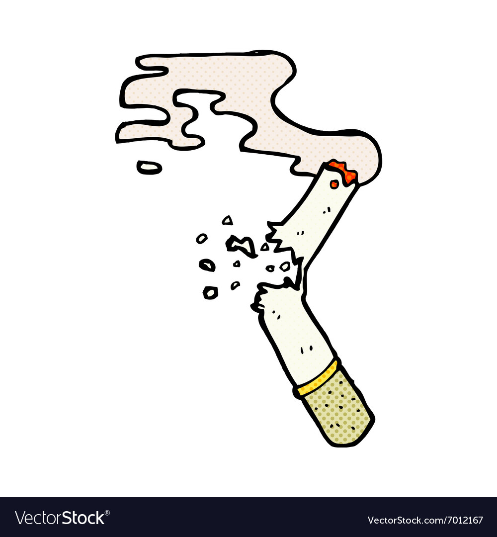 Comic cartoon broken cigarette Royalty Free Vector Image