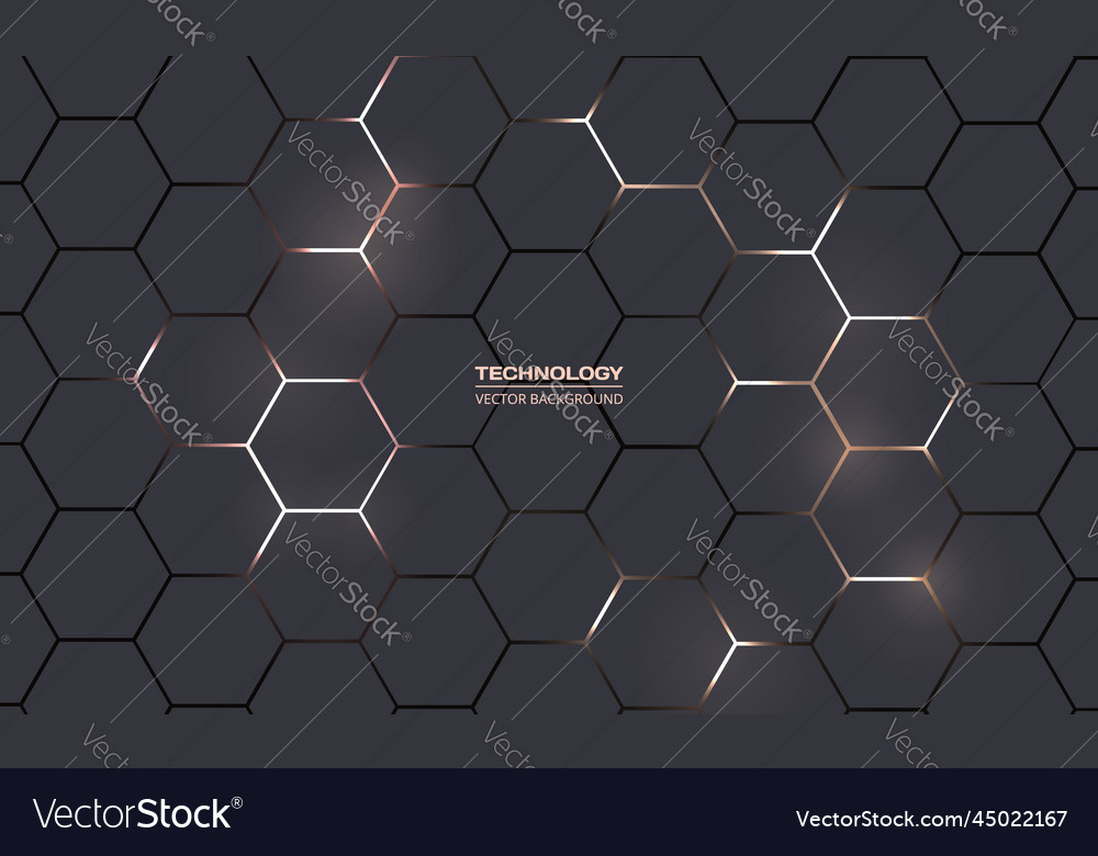 Dark gray hexagonal technology abstract Royalty Free Vector