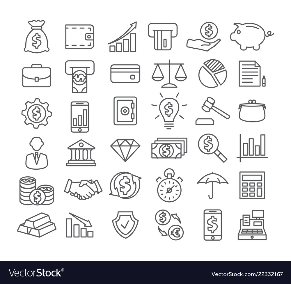 Finance line icons Royalty Free Vector Image - VectorStock