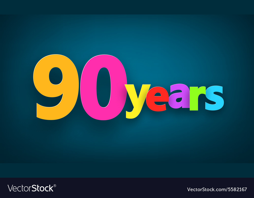 Ninety years paper sign Royalty Free Vector Image