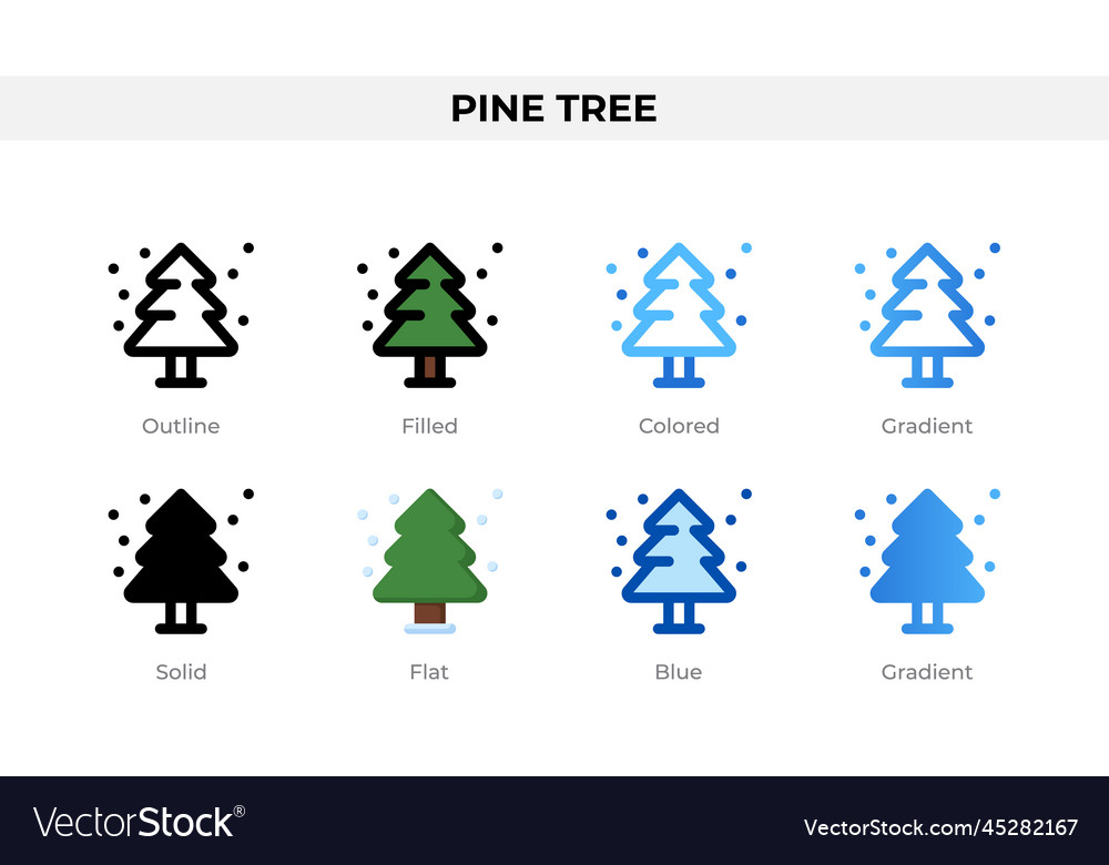 Pine tree icons in different style pine tree Vector Image