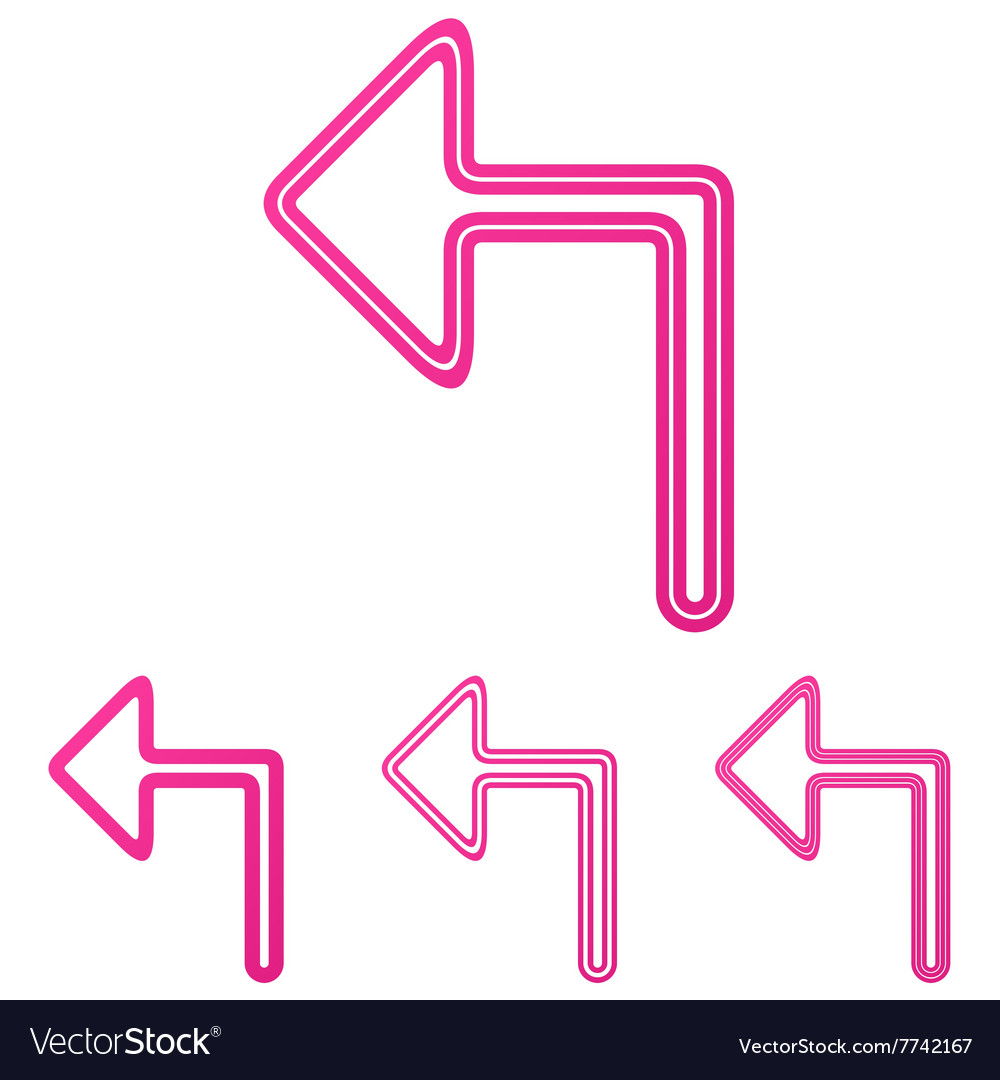 Pink turn left logo design set Royalty Free Vector Image