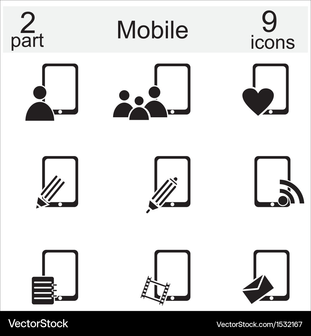 Set of mobile phone and human icons Royalty Free Vector