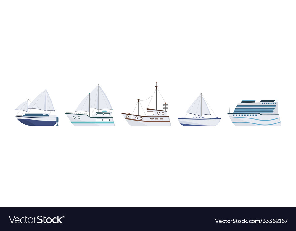 Set sea ship Royalty Free Vector Image - VectorStock