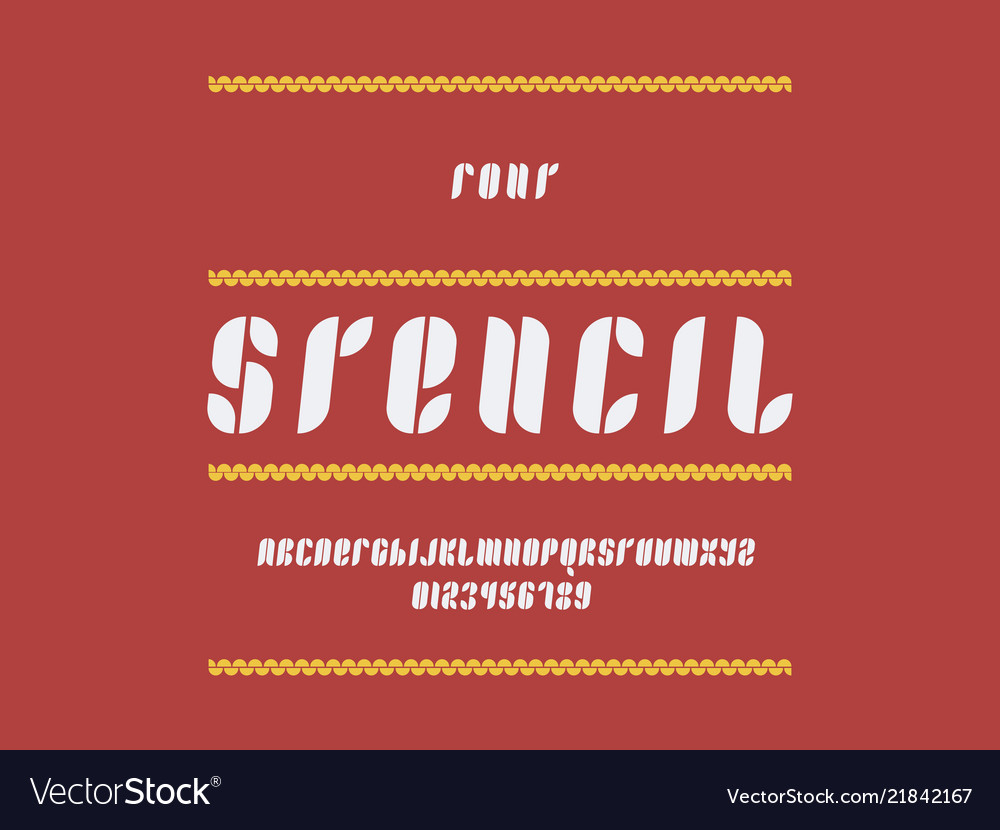 Stencil cursive font alphabet Royalty Free Vector Image