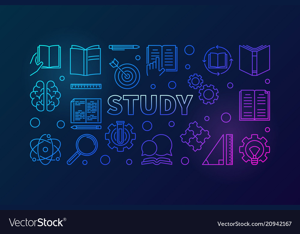 Study blue horizontal in thin Royalty Free Vector Image