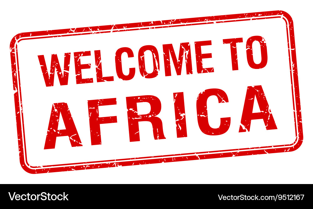 Welcome to africa red grunge square stamp Vector Image
