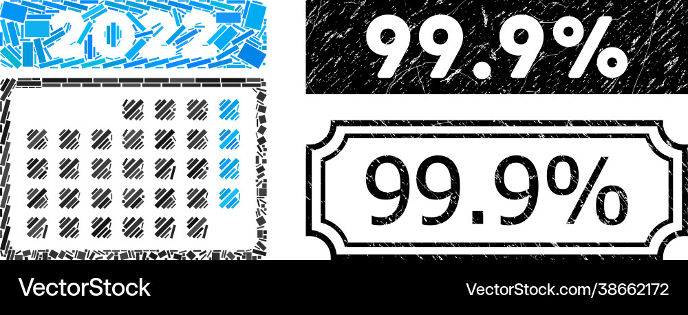 999 percent textured seal stamp with notches Vector Image