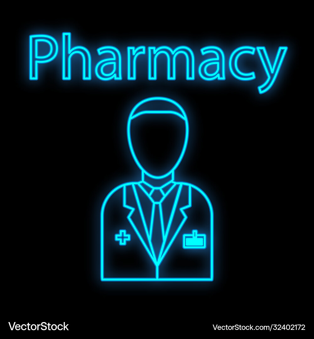 Bright luminous blue medical digital neon Vector Image