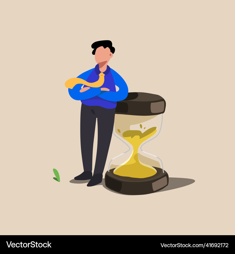 Business concept design businessman lean on huge Vector Image