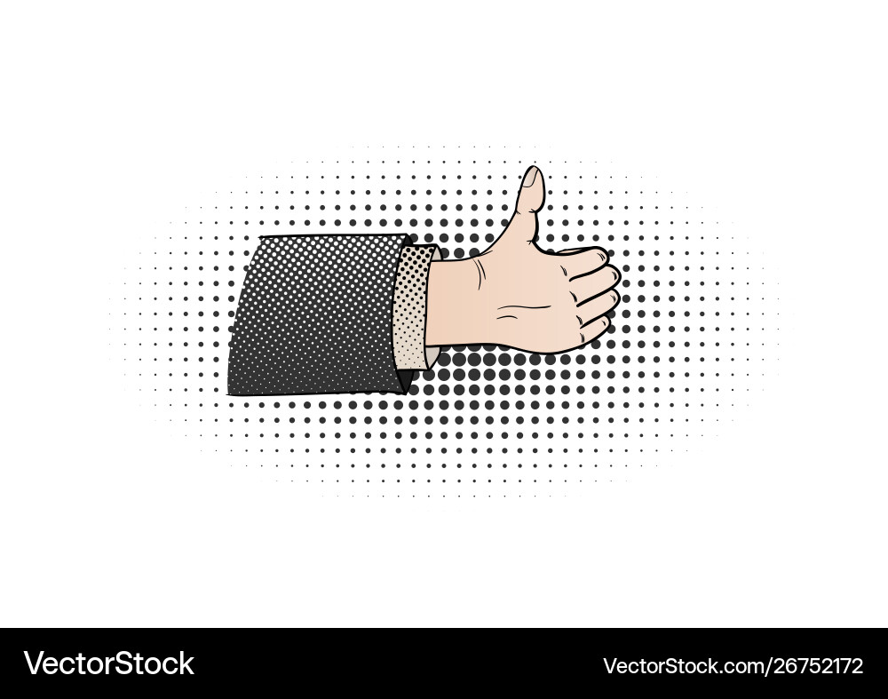 Comic thumb up Royalty Free Vector Image - VectorStock