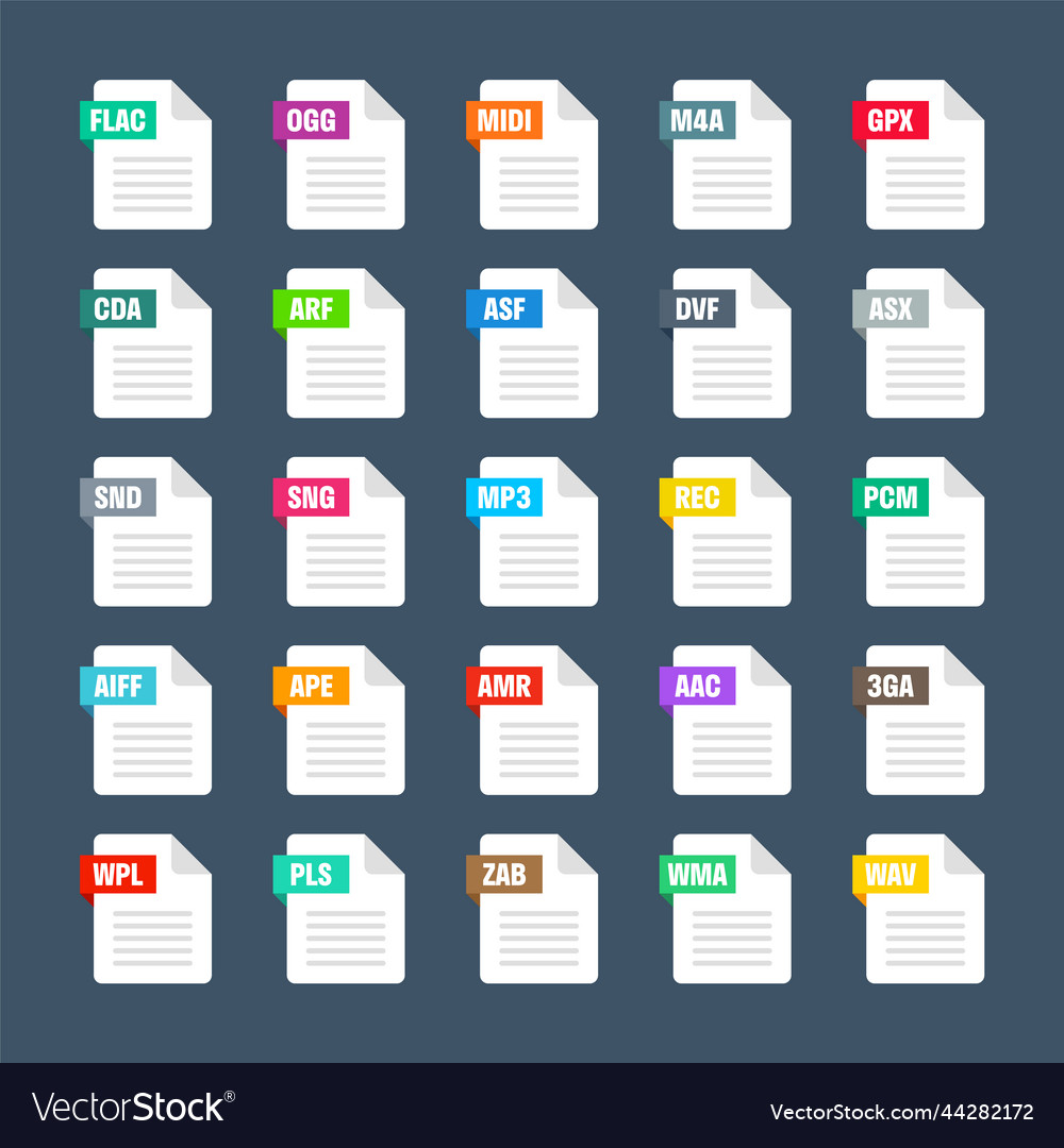 Common system file formats document types Vector Image