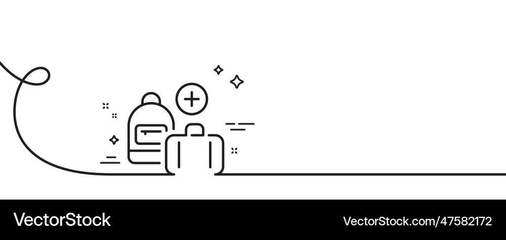 Hand baggage line icon add travel bag sign Vector Image