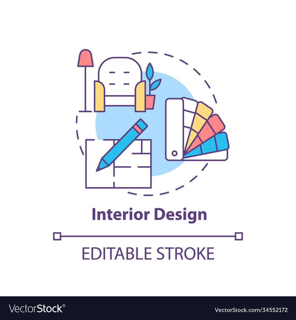 Interior design concept icon Royalty Free Vector Image