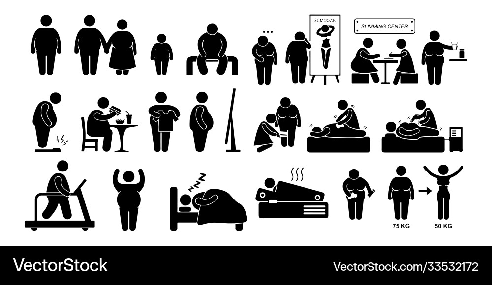 Overweight people icons isolated on white Vector Image