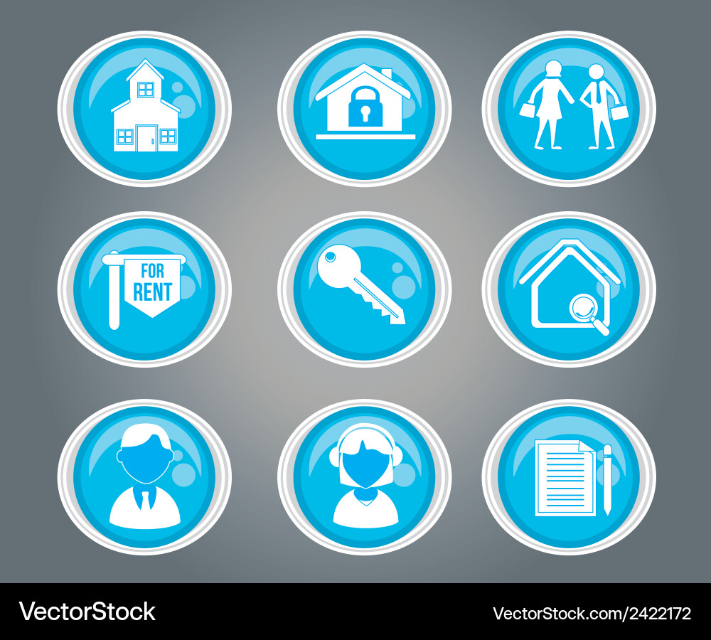 People and house icons over gray background Vector Image