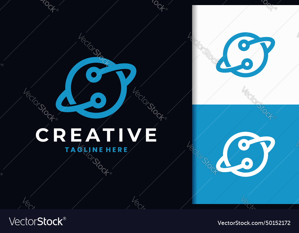 Planet tech logo design icon Royalty Free Vector Image