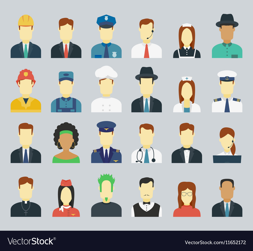 Professions flat icons Royalty Free Vector Image