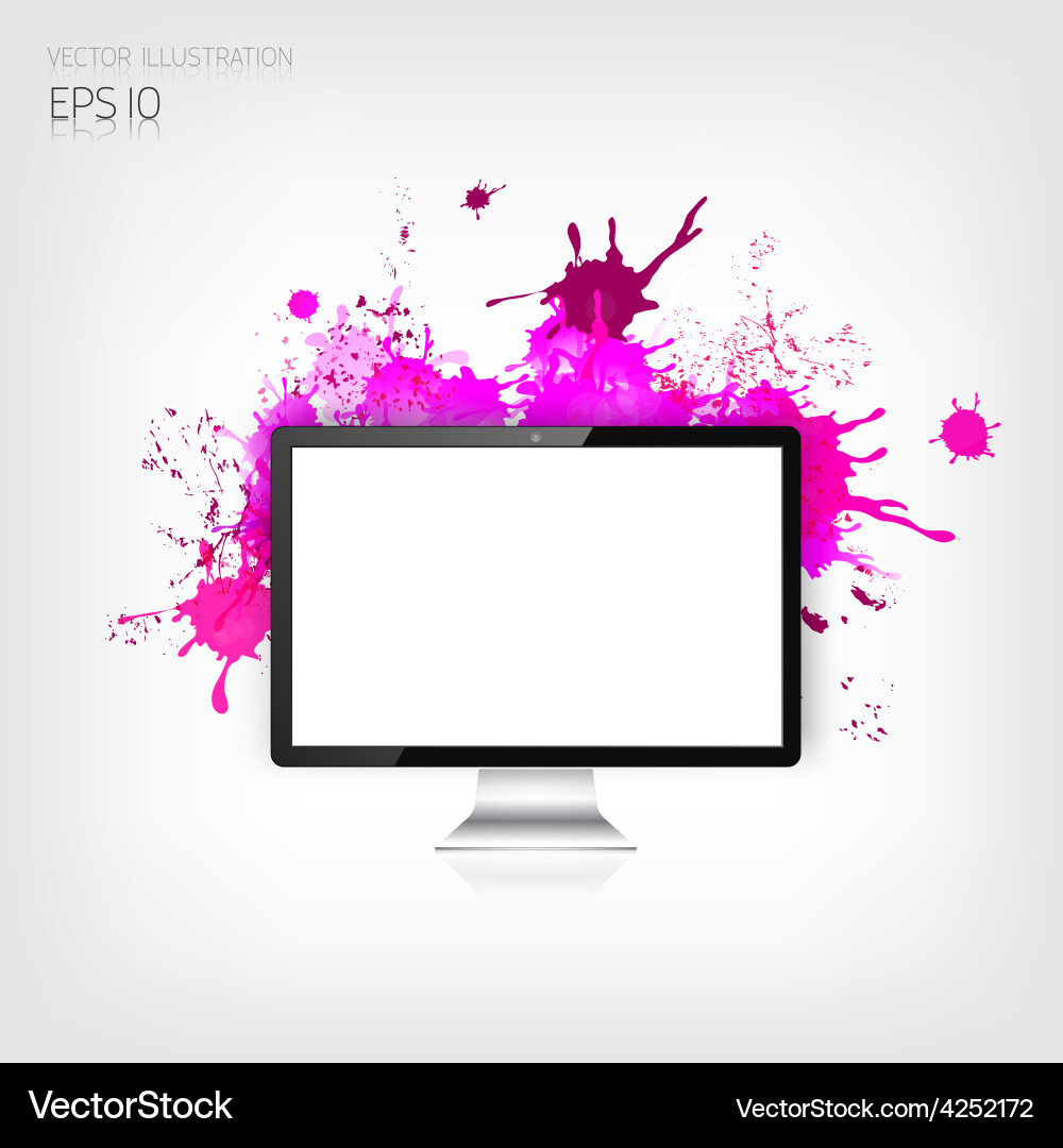 Realistic detalized flat monitor with abstract Vector Image