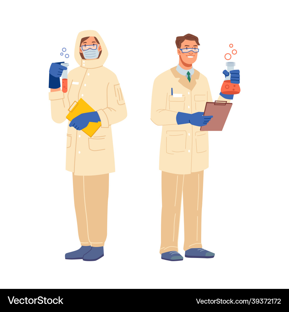 Scientists chemists laboratory assistants people Vector Image