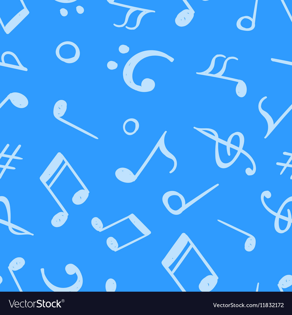 Nahtloses Muster aus handgezogenen Noten Vektorbild