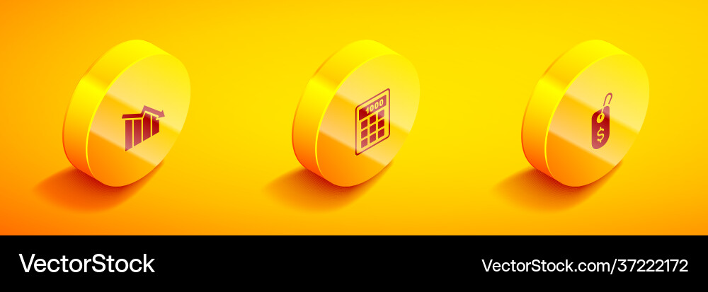 Set isometric financial growth decrease Royalty Free Vector
