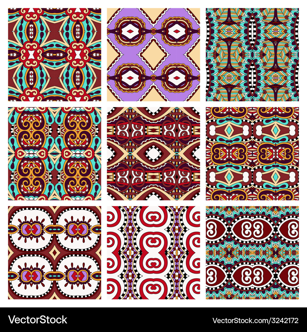 Set of different violet colour seamless vintage Vector Image