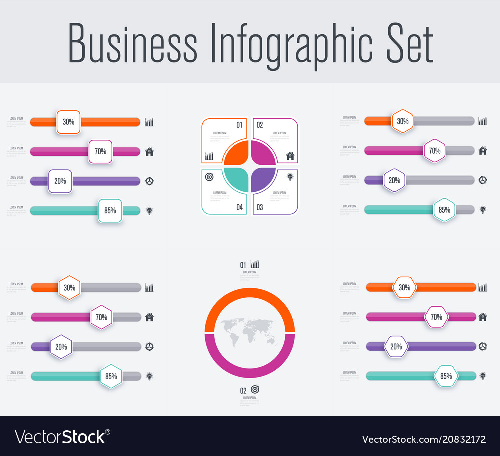 Set with infographics Royalty Free Vector Image