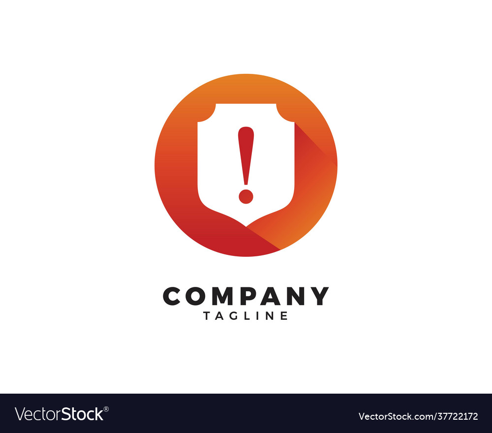 Shield with exclamation mark logo icon element Vector Image