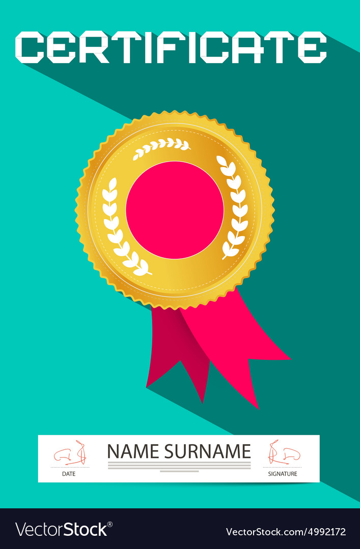 Simple Flat Design Certificate Template - Layout Vector Image