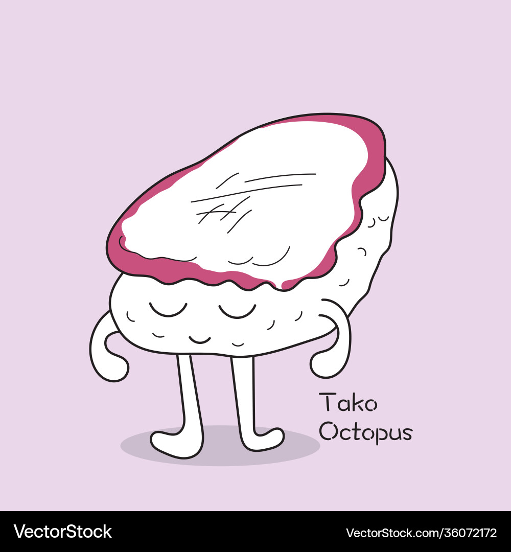 Tako sushi or octopus sushi cartoon Royalty Free Vector