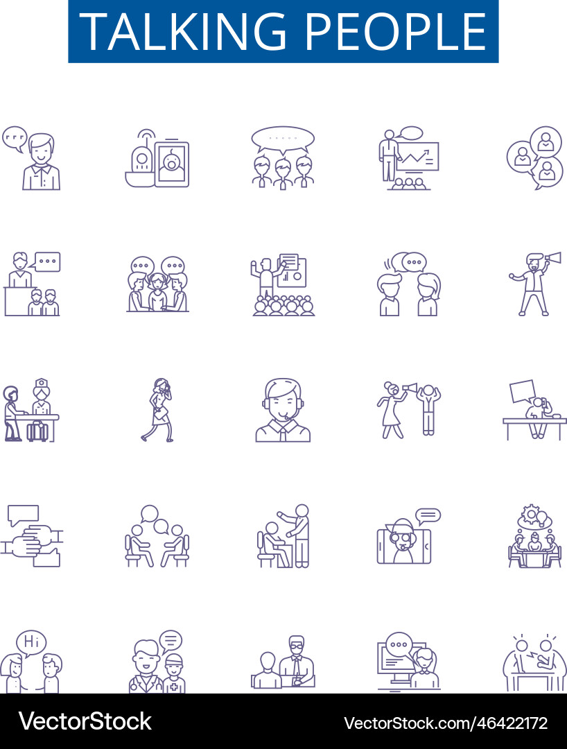 Talking people line icons signs set design Vector Image