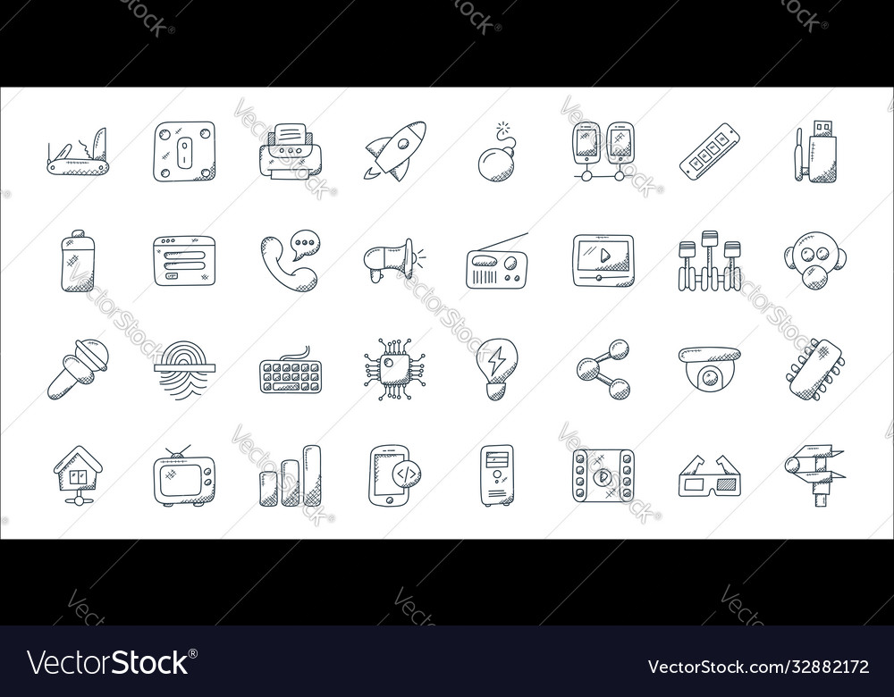 Technology line icons linear set quality line set Vector Image