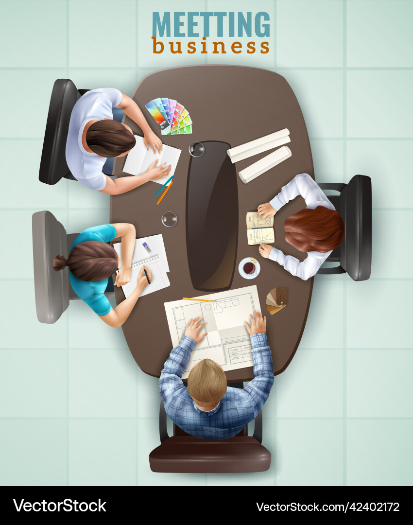 Top view meeting Royalty Free Vector Image - VectorStock
