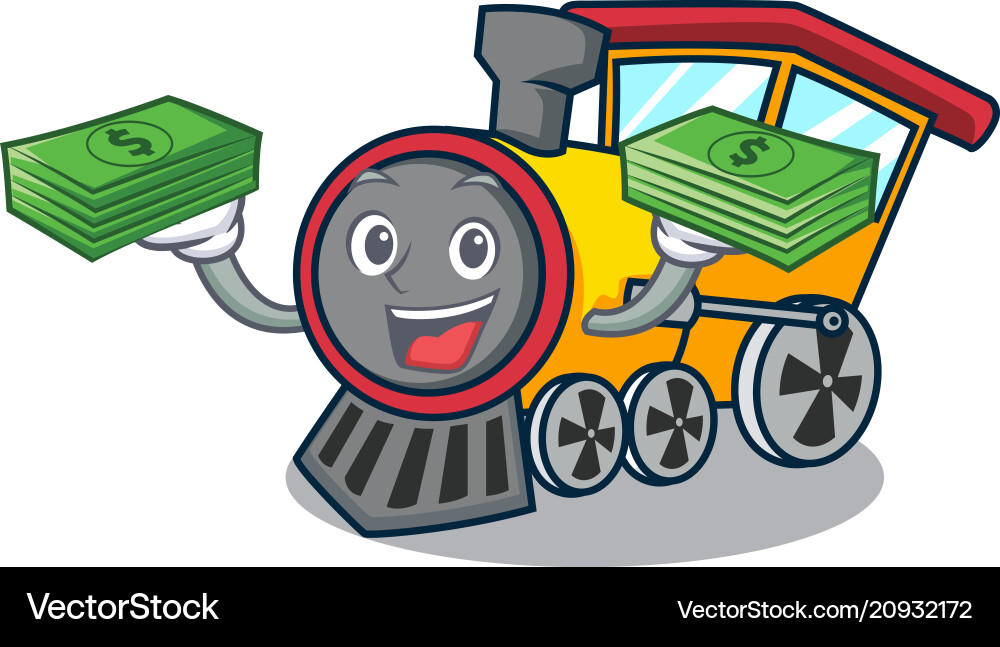 With money bag train mascot cartoon style Vector Image