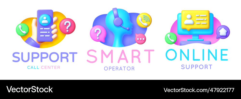 Call center set 3d great design for any purposes Vector Image