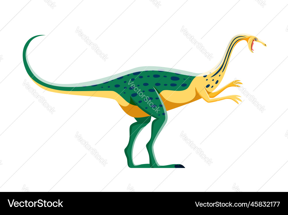 Cartoon elmisaurus dinosaur comical character Vector Image