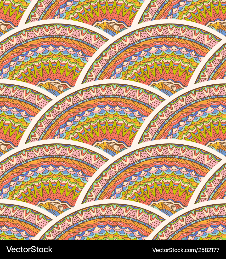 Colorful seamless hand-drawn pattern waves Vector Image