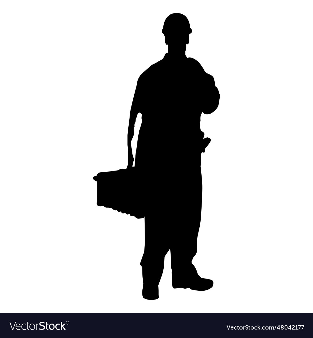 Construction worker toolbox silhouette Royalty Free Vector